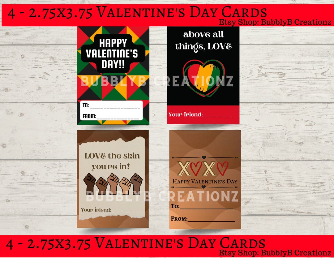 Melanin Black History Month Valentine's Day Cards -instant Download ...