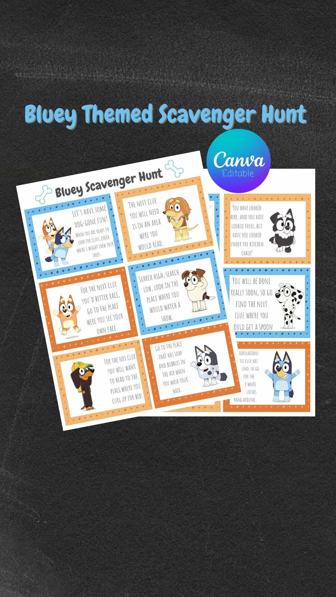 Editable Bluey Themed Scavenger Hunt for Kids - Etsy Canada