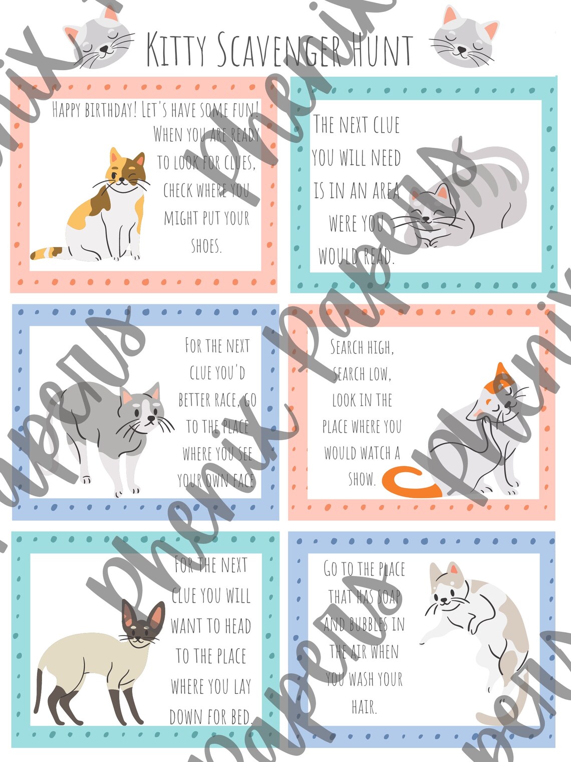 Cat Themed Scavenger Hunt at Julie Solberg blog