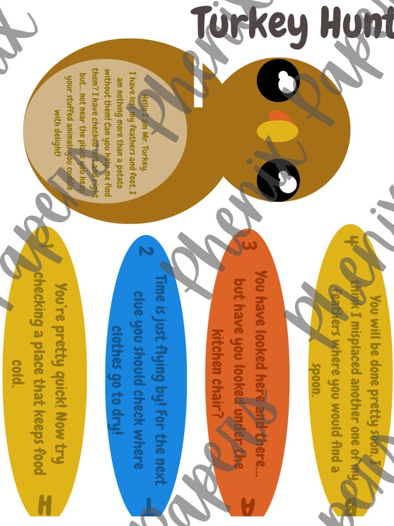 Thanksgiving Turkey Scavenger Hunt Party Game for Kids - Etsy