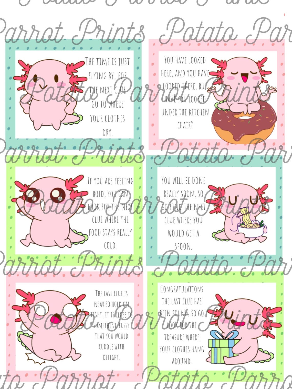 Axolotl Scavenger Hunt for Kids, Party Printable Axolotl, Printable ...