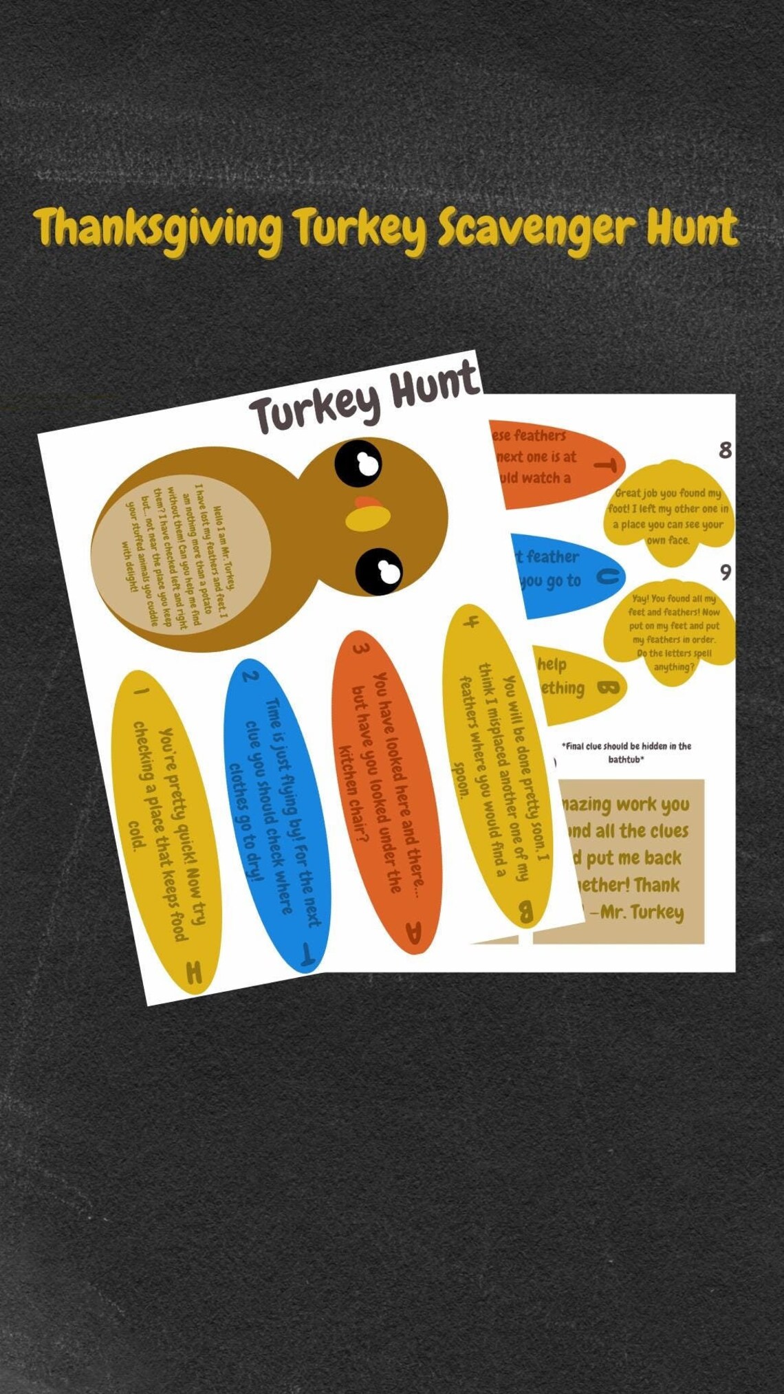 Thanksgiving Turkey Scavenger Hunt Party Game for Kids - Etsy