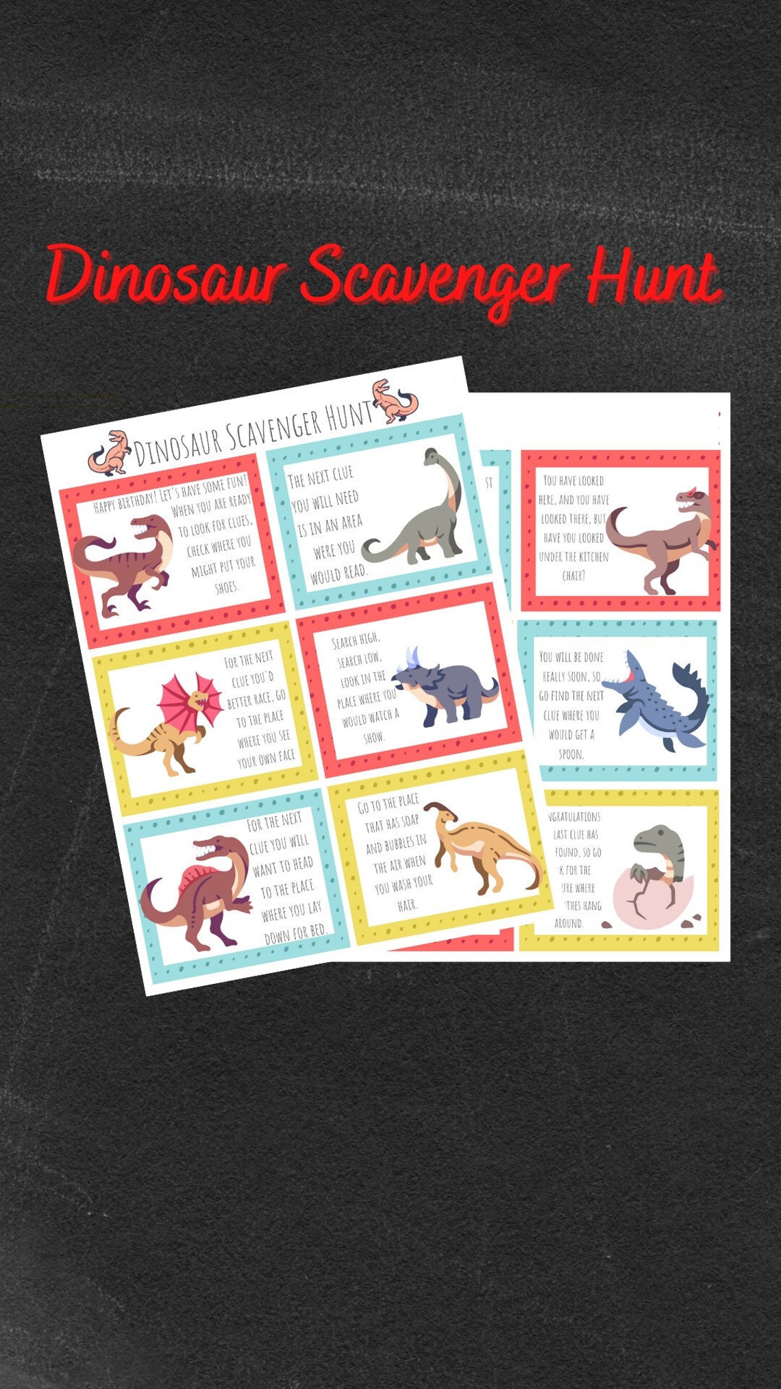 Dinosaur Scavenger Hunt Party Game - Etsy