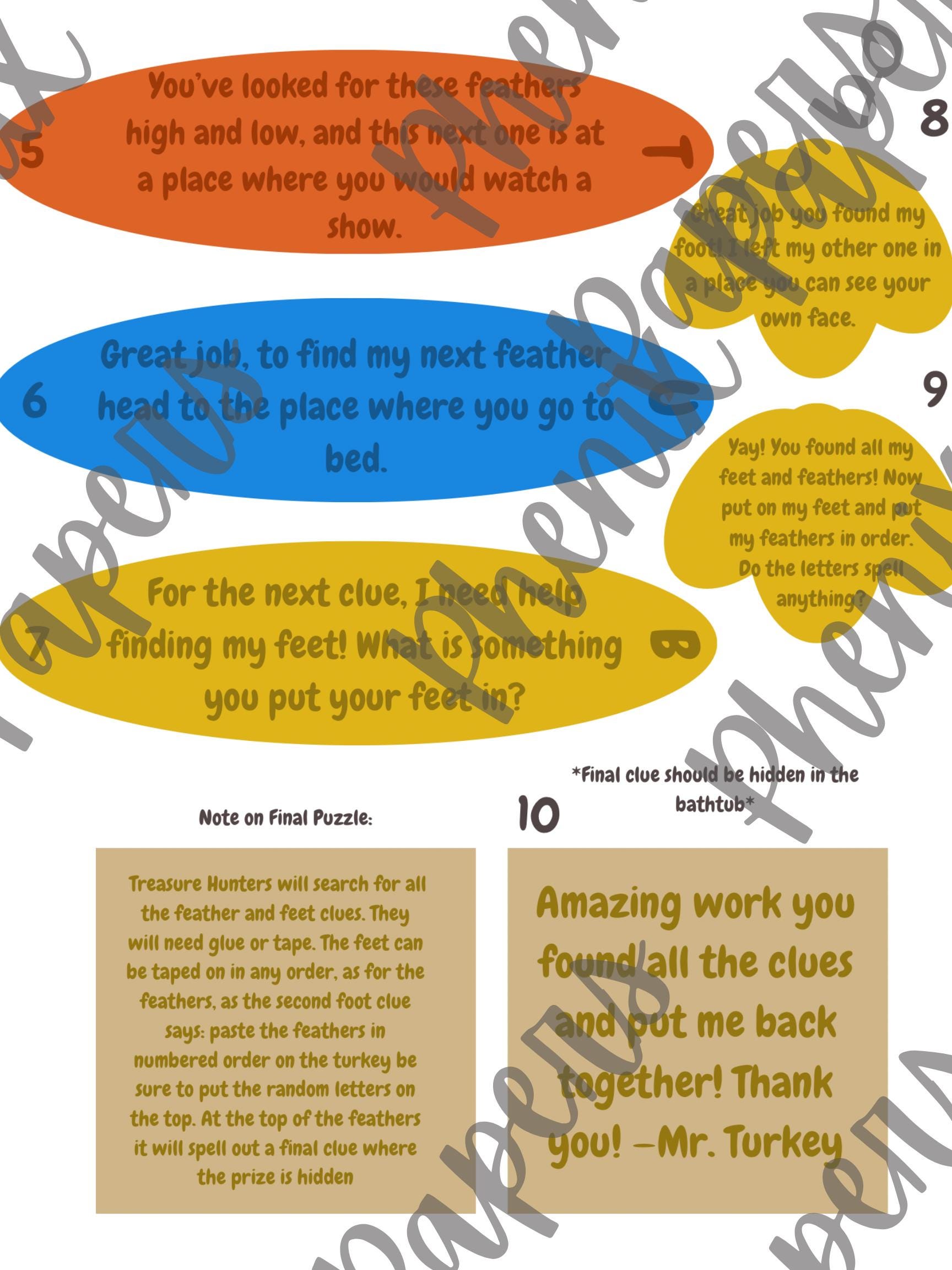 Thanksgiving Turkey Scavenger Hunt Party Game for Kids - Etsy