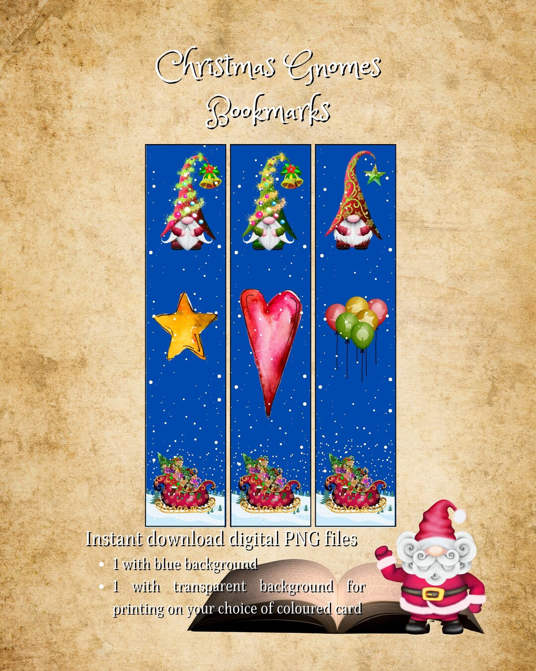 Christmas Gnomes Bookmarks Digital Download Printable - Etsy