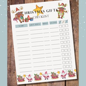 Printable Christmas Gift Checklist Organiser Tracker Fun Santa / Father ...