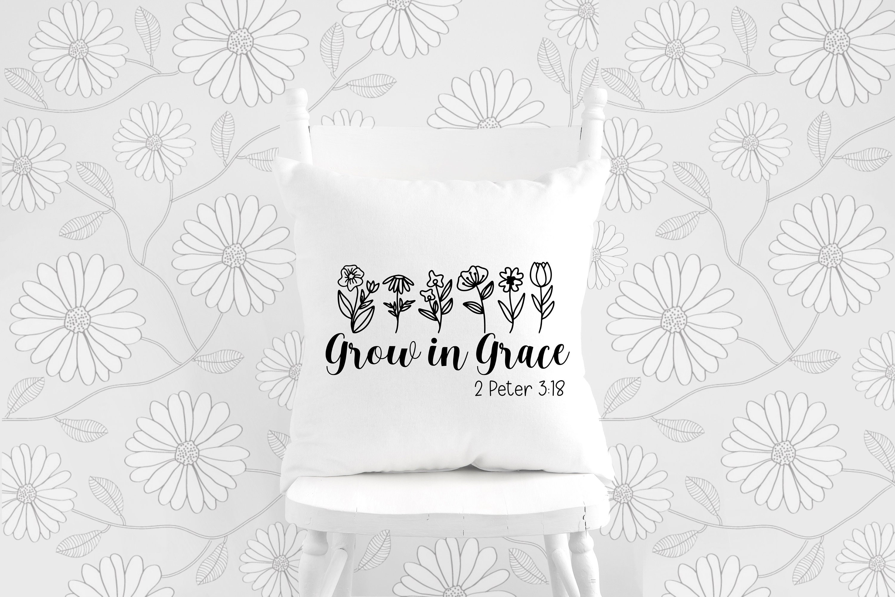 Grow in Grace Floral Christian SVG | Bible Verse Cut File (digital ...