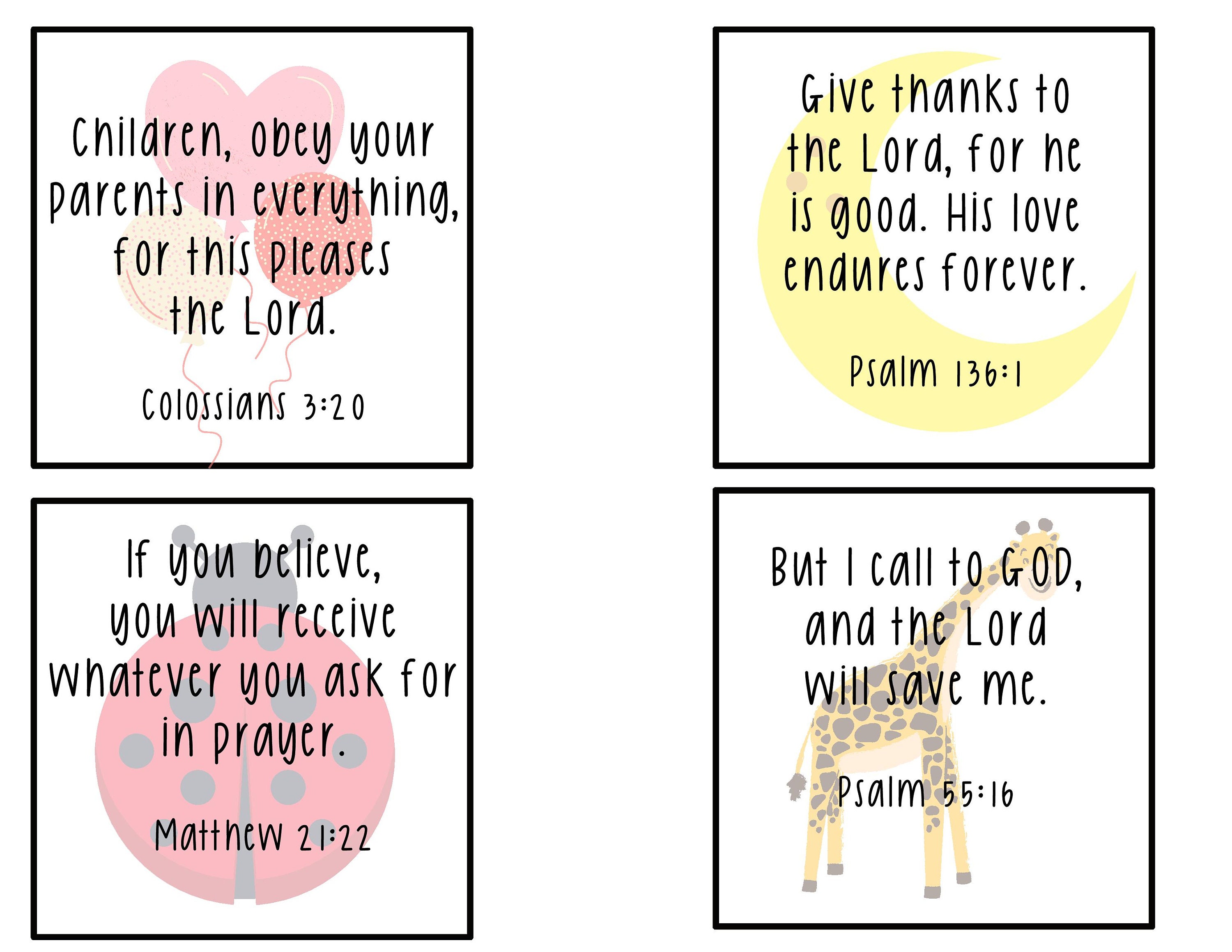 Printable Bible Verse Cards | Children's Printable Scripture Cards ...