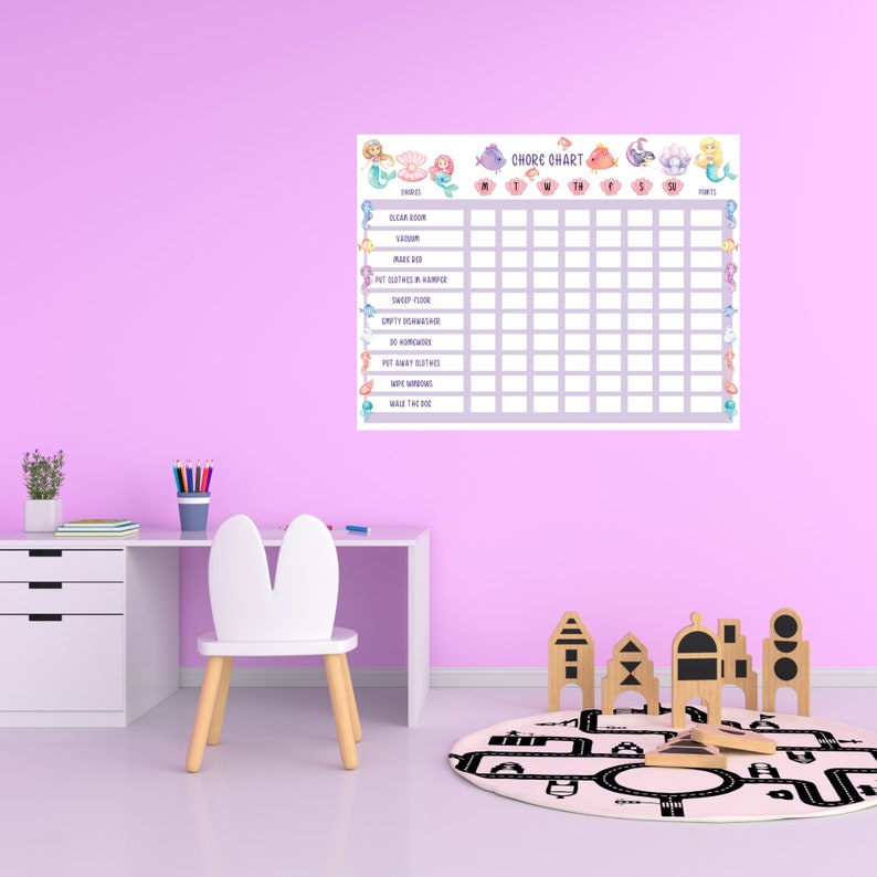 Child Chore Chart | Printable Chore Chart | Mermaid Chore Chart ...