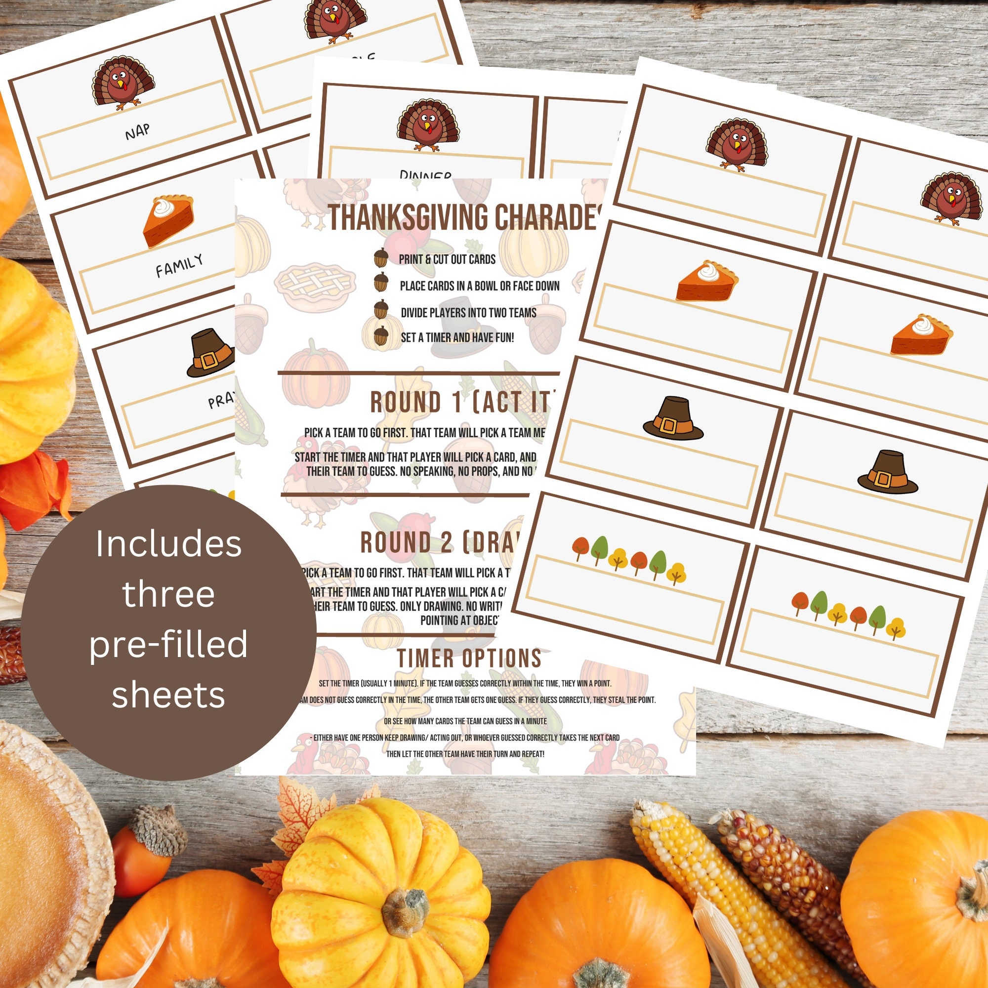 Thanksgiving Printable Charades | Family Fun | Printable Games ...