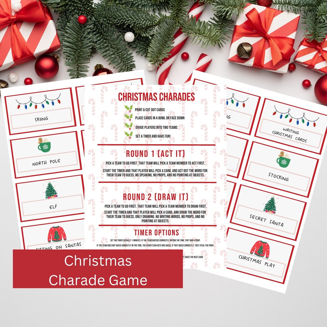 Christmas Charades Game – Act & Draw Edition (printable PDF) - Etsy