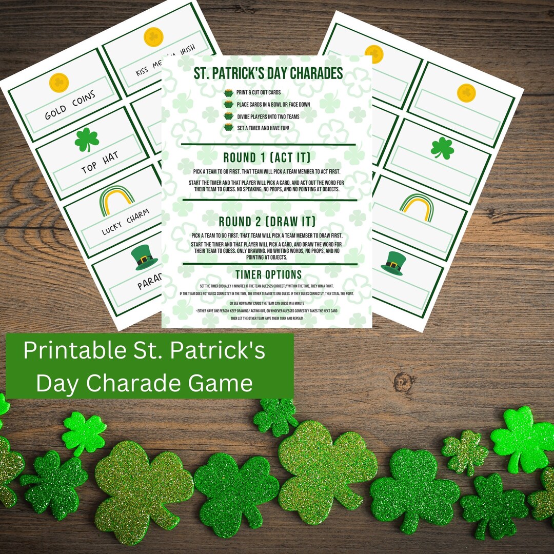 St. Patrick's Day Printable Charades | Family Fun | Printable Games ...