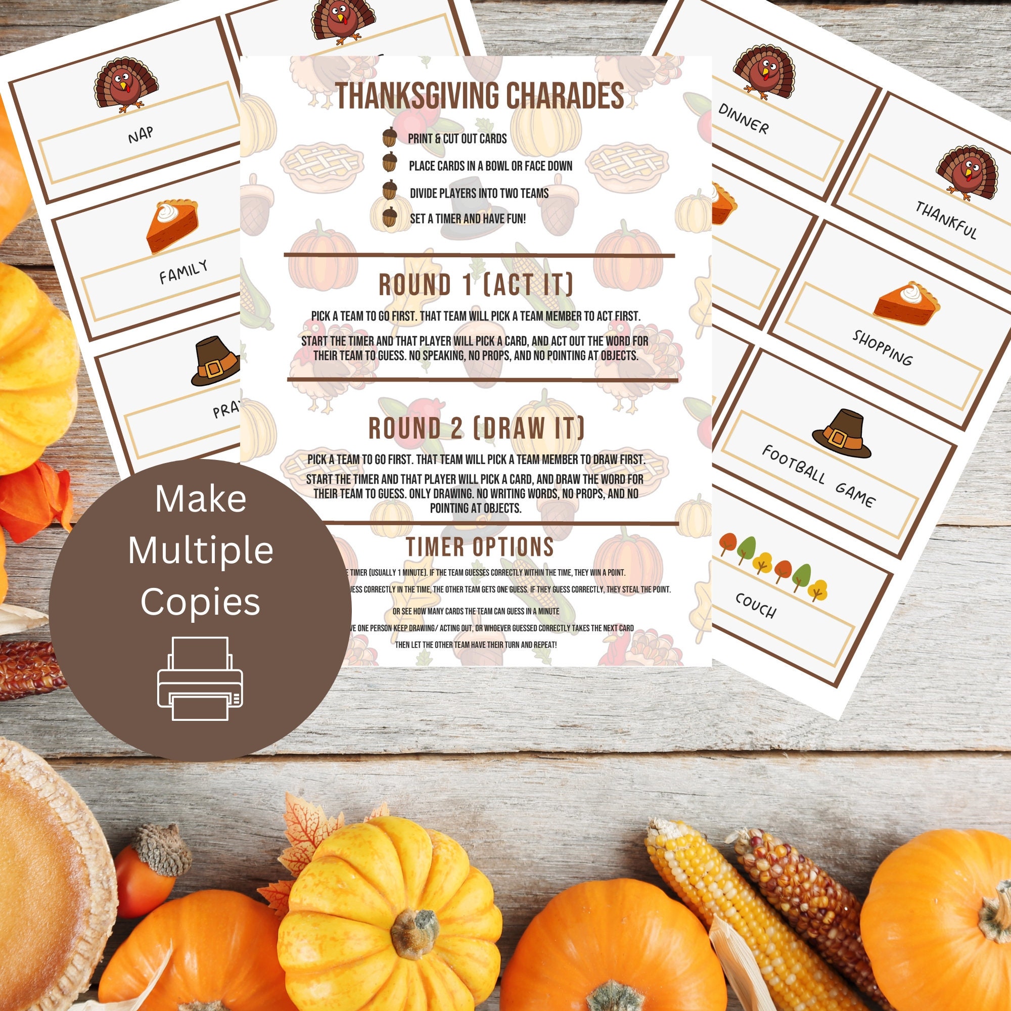 Thanksgiving Printable Charades | Family Fun | Printable Games ...