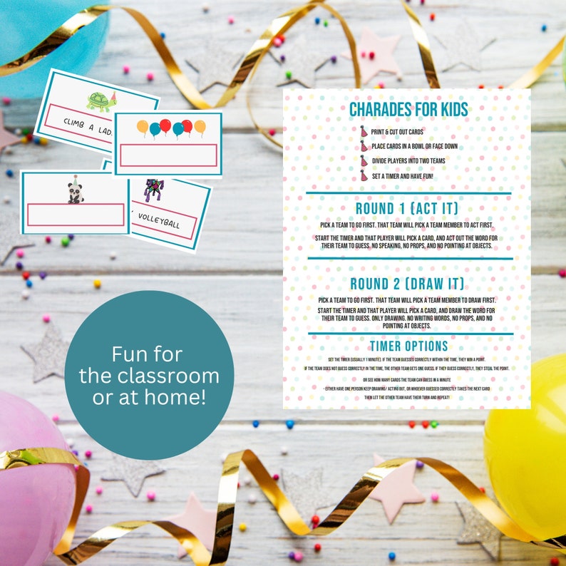 Printable Charade Game for Kids | Family Fun | Printable Games ...