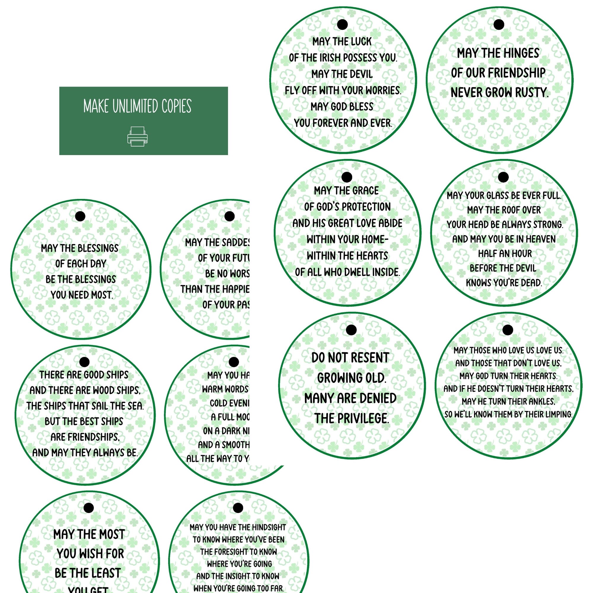 Irish Blessing Printable Irish Blessing Tags Irish Blessing Gift Tags ...