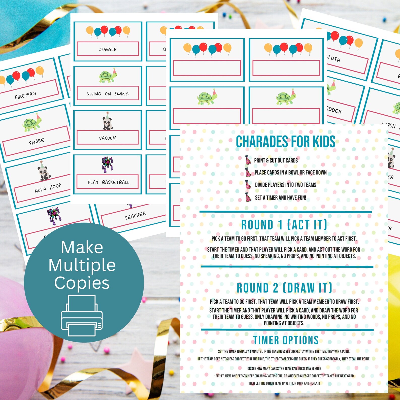 Printable Charade Game for Kids | Family Fun | Printable Games ...