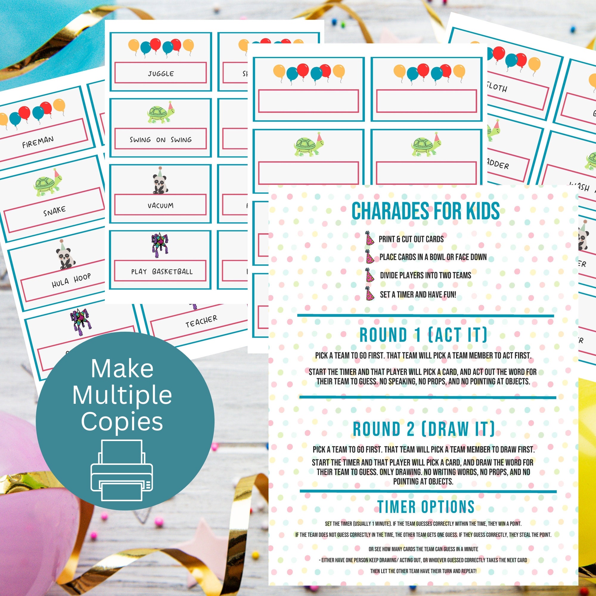 Printable Charade Game for Kids | Family Fun | Printable Games ...