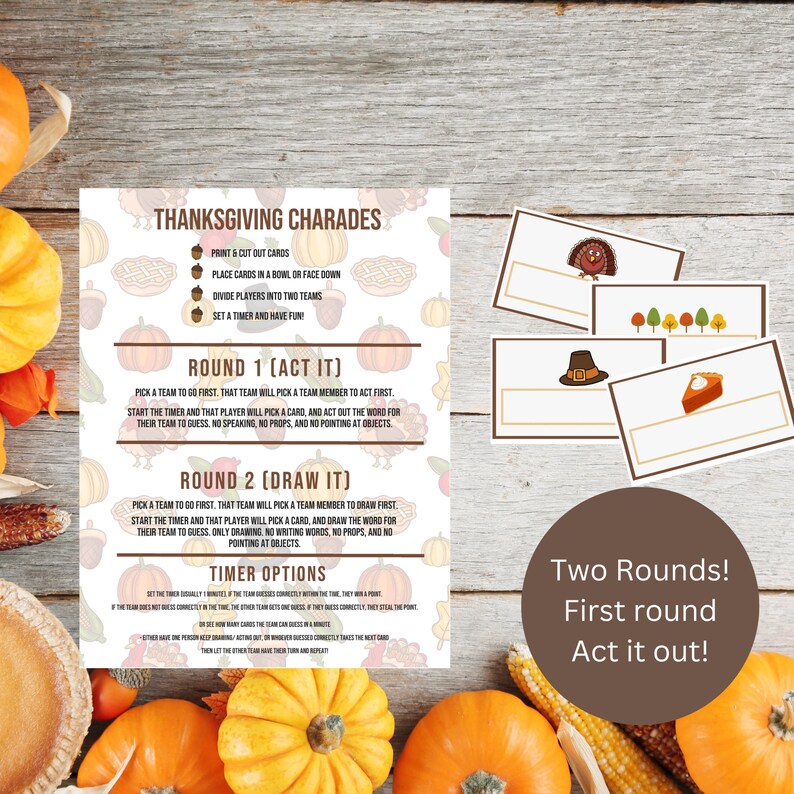 Thanksgiving Printable Charades | Family Fun | Printable Games ...