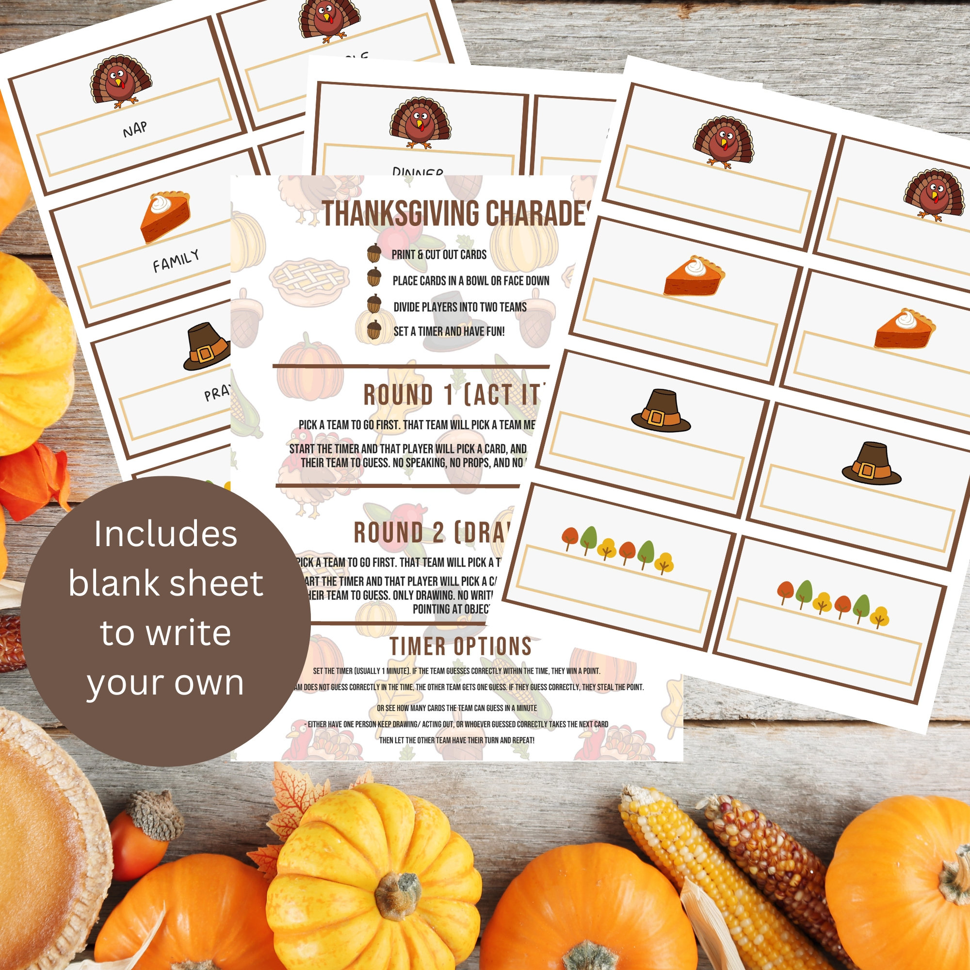 Thanksgiving Printable Charades | Family Fun | Printable Games ...