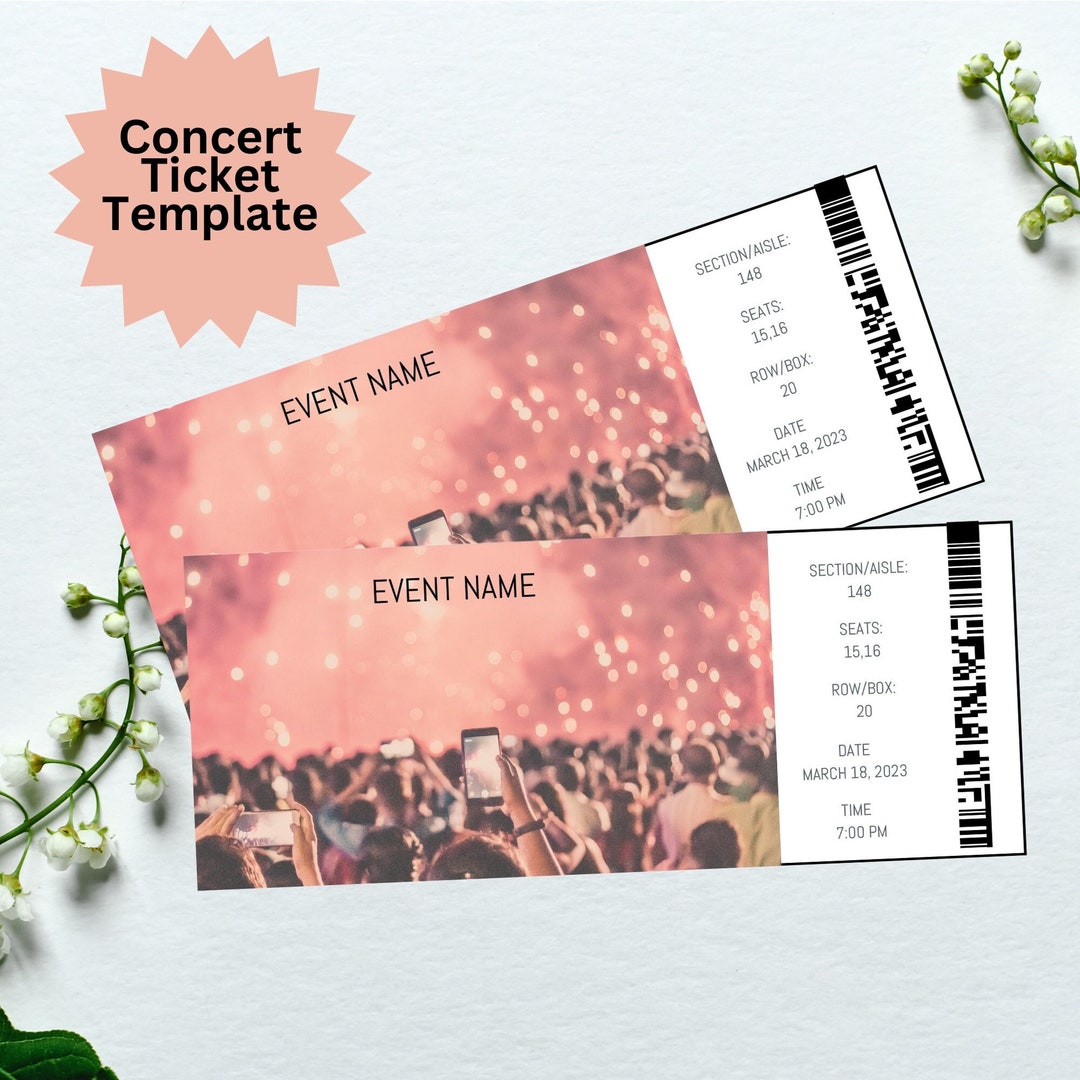 Concert Ticket Template | Editable Template | Concert or Event Template ...