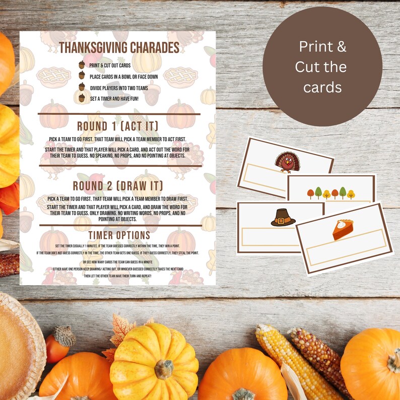 Thanksgiving Printable Charades | Family Fun | Printable Games ...