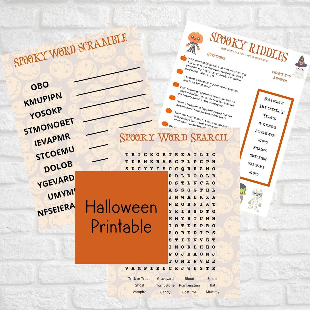 Spooky Halloween Printable Games | Children's Games - Etsy