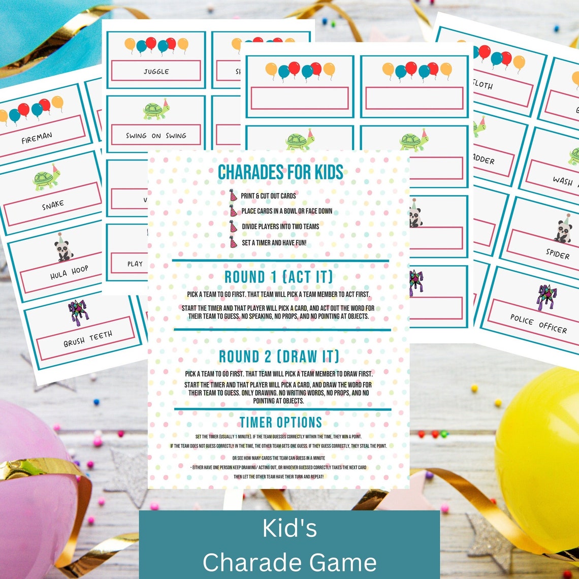 Printable Charade Game for Kids | Family Fun | Printable Games ...