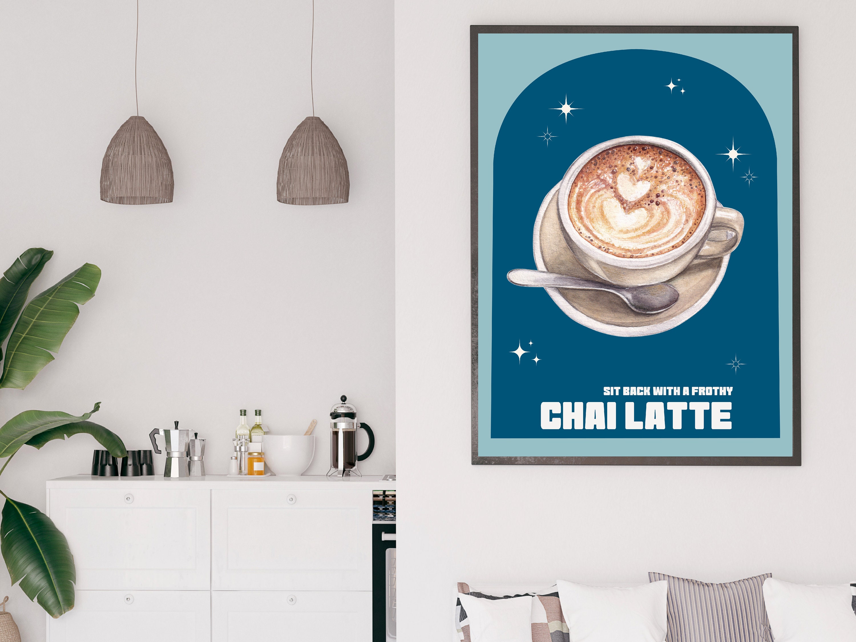 Chai Latte Wall Art, Hot Chai Latte Poster, Chai Print, Tea Wall Decor ...