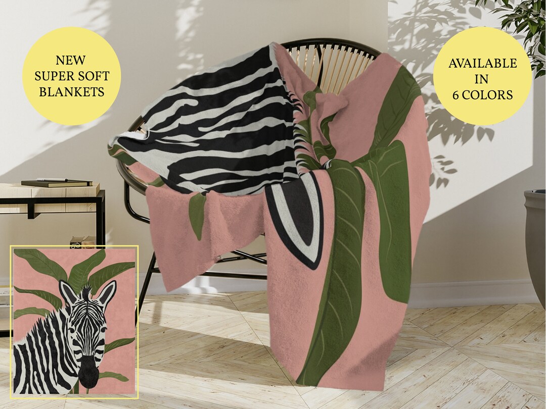 Botanical Zebra Throw Blanket, Safari Animal Blanket, Zebra ...