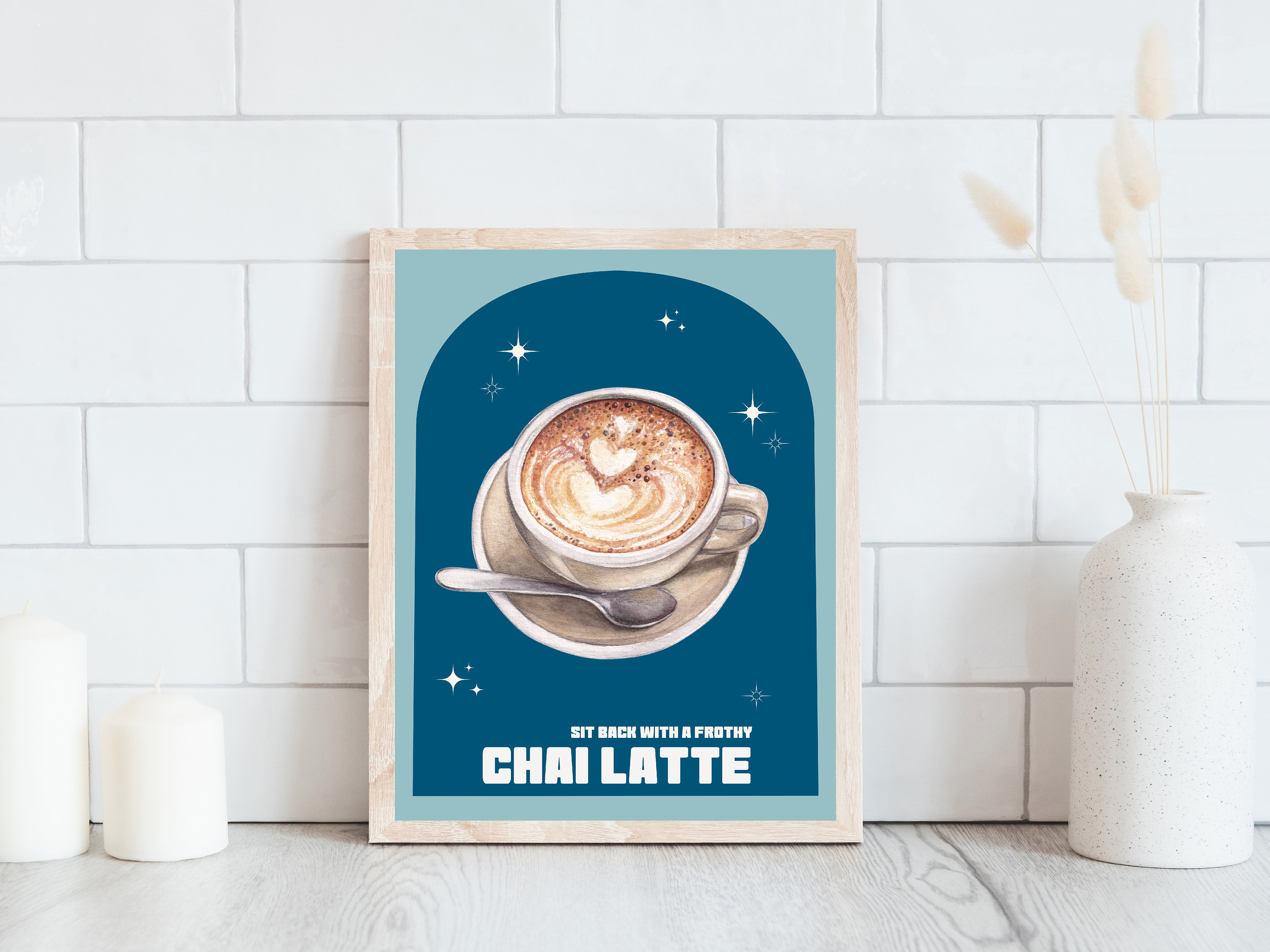 Chai Latte Wall Art, Hot Chai Latte Poster, Chai Print, Tea Wall Decor ...