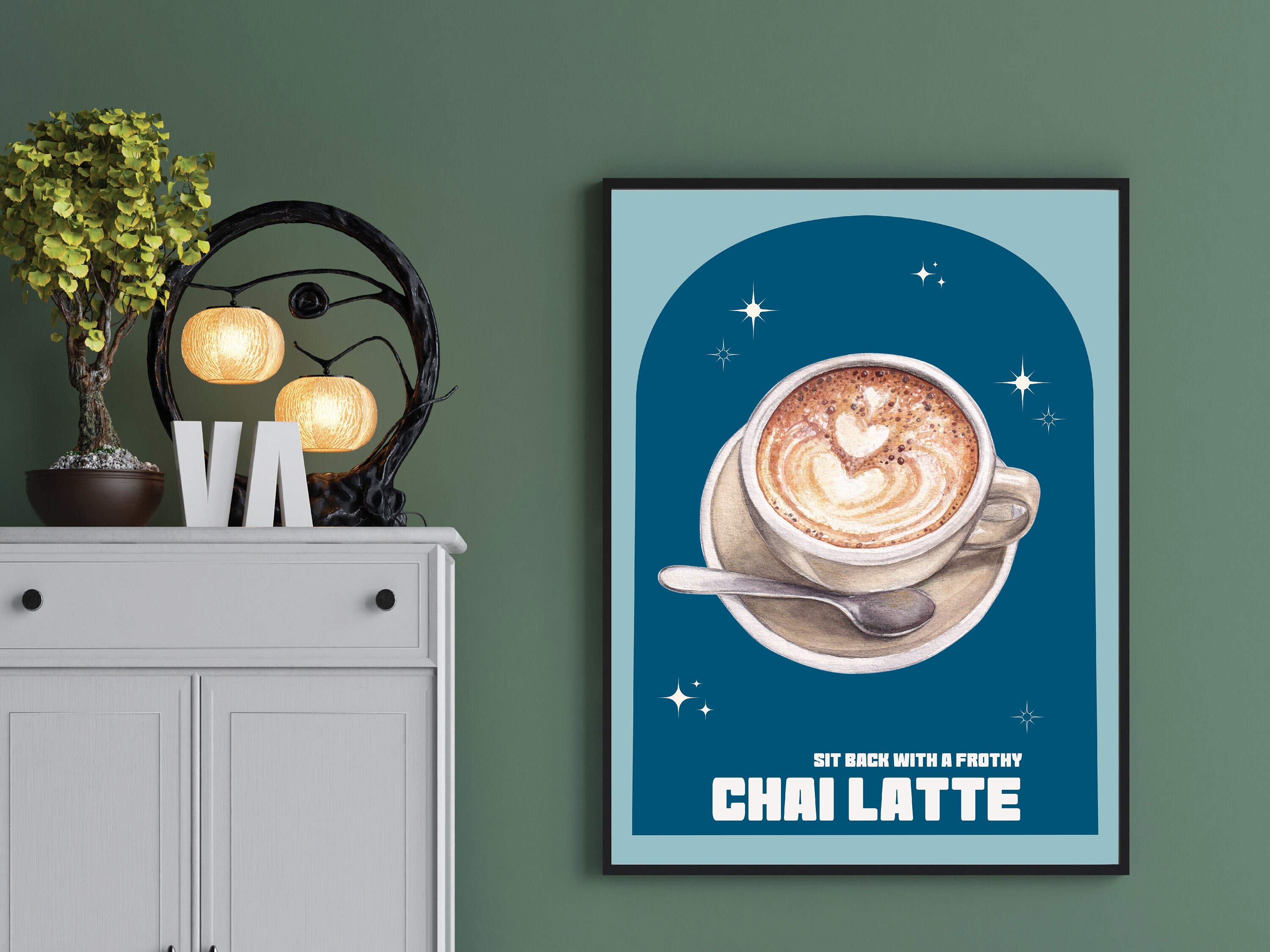 Chai Latte Wall Art, Hot Chai Latte Poster, Chai Print, Tea Wall Decor ...