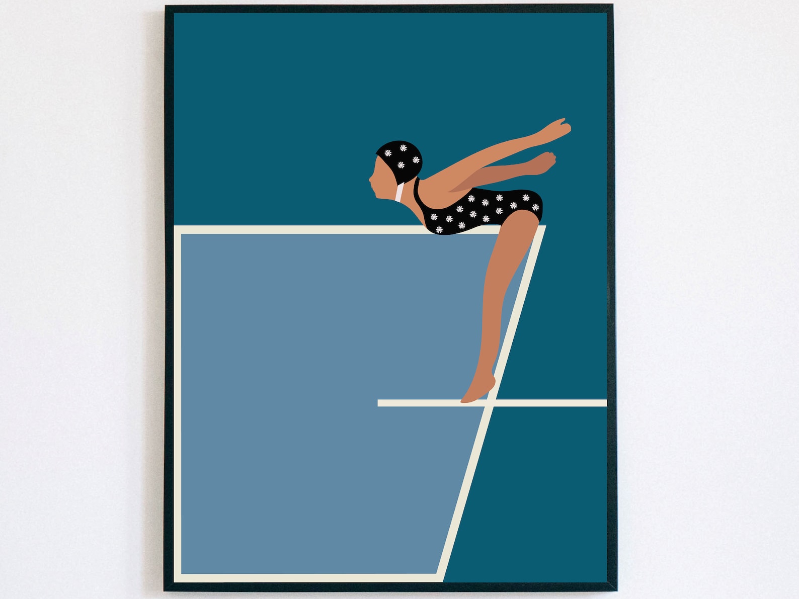 Diver Print, Swimmer Wall Decor, Art Deco Print, Woman Diving Poster ...