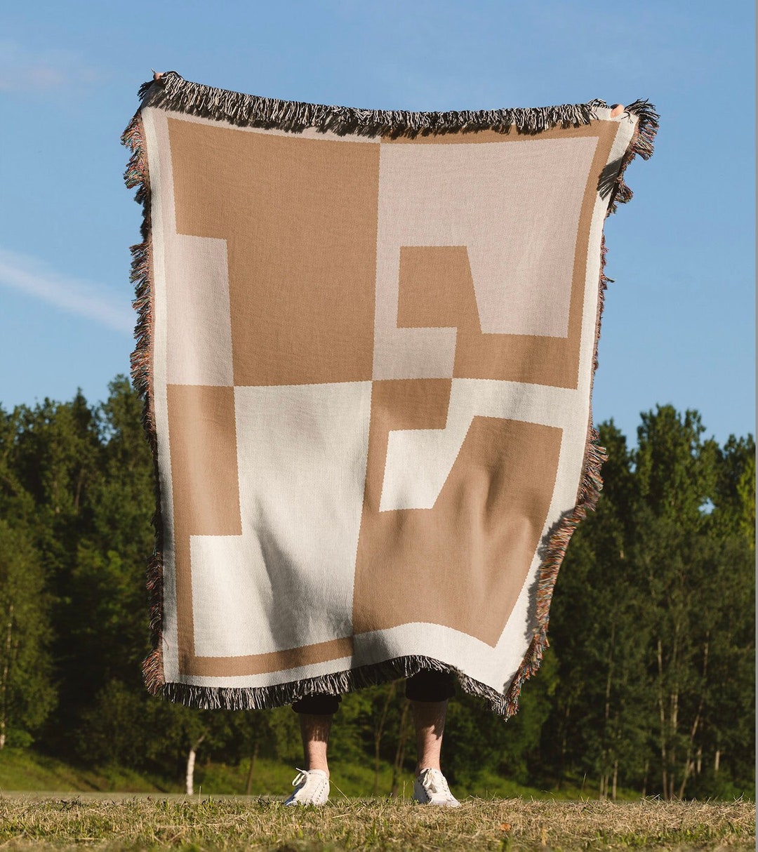 Premium Natural Cotton Monogram Blanket, Personalized Throw Blanket ...