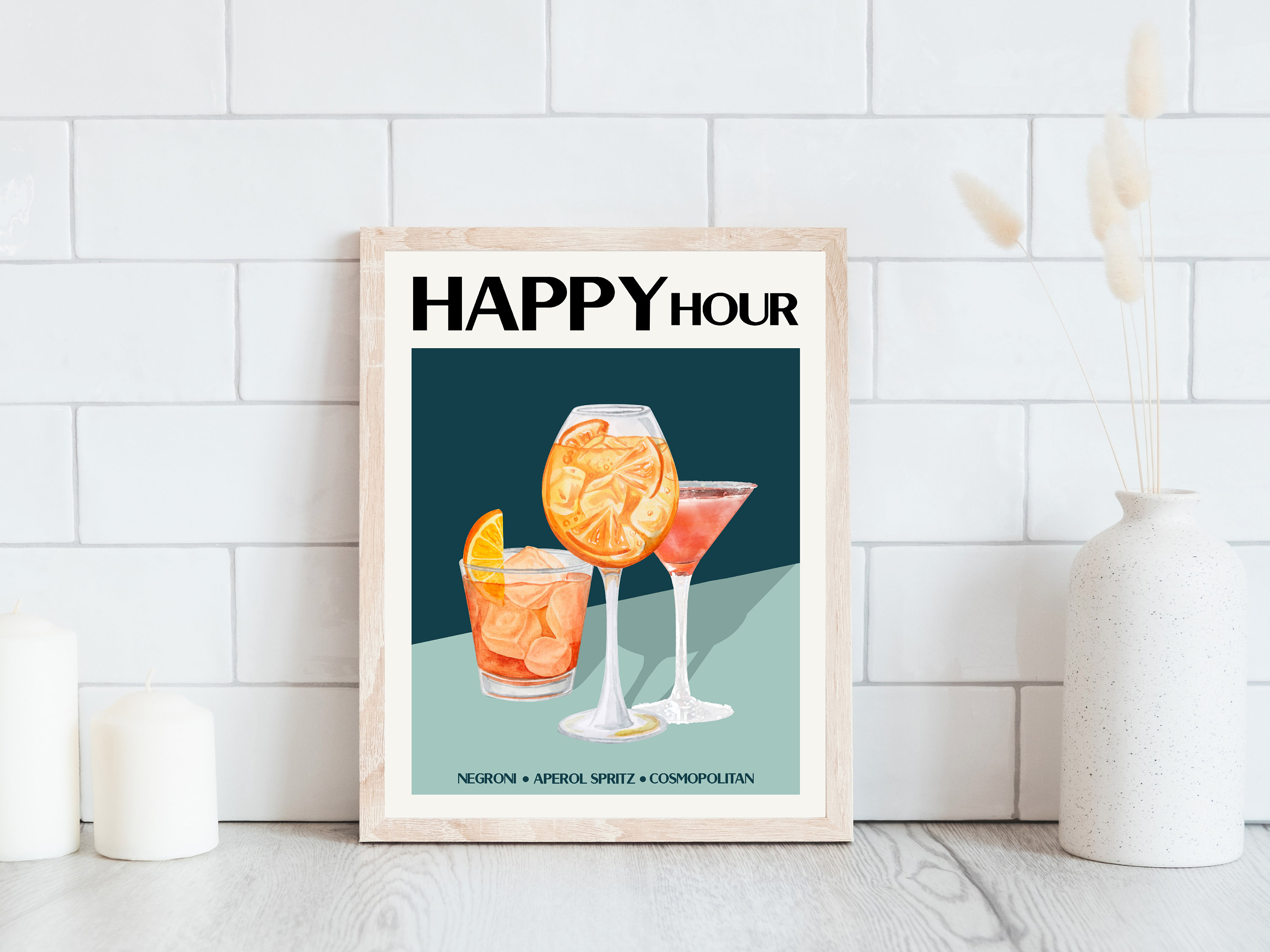 Happy Hour Cocktail Druck, Happy Hour Rezept Poster, Cocktail Drucke ...