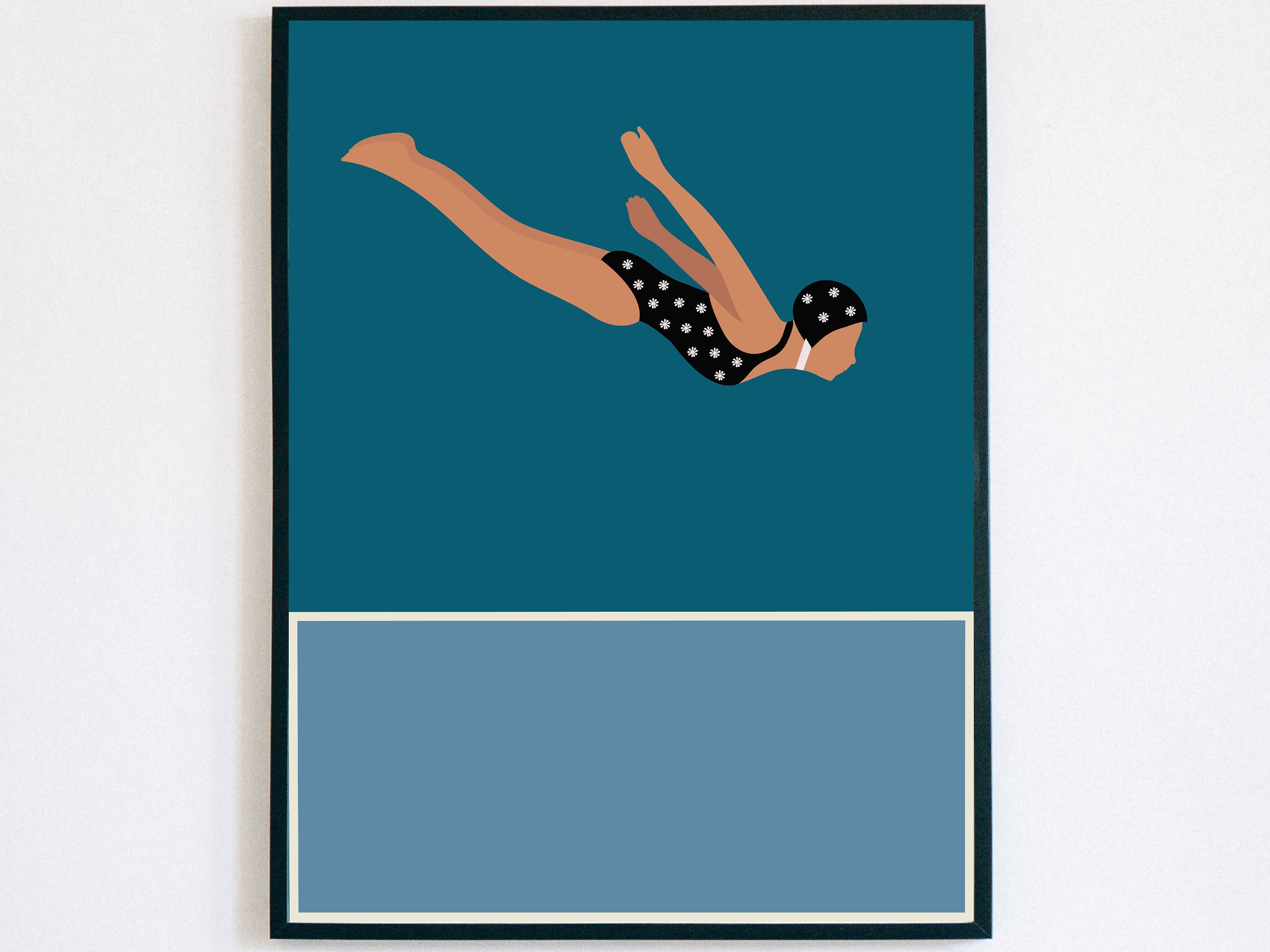 Swimmer Print, Diver Wall Art, Art Deco Print, Woman Diving Poster ...