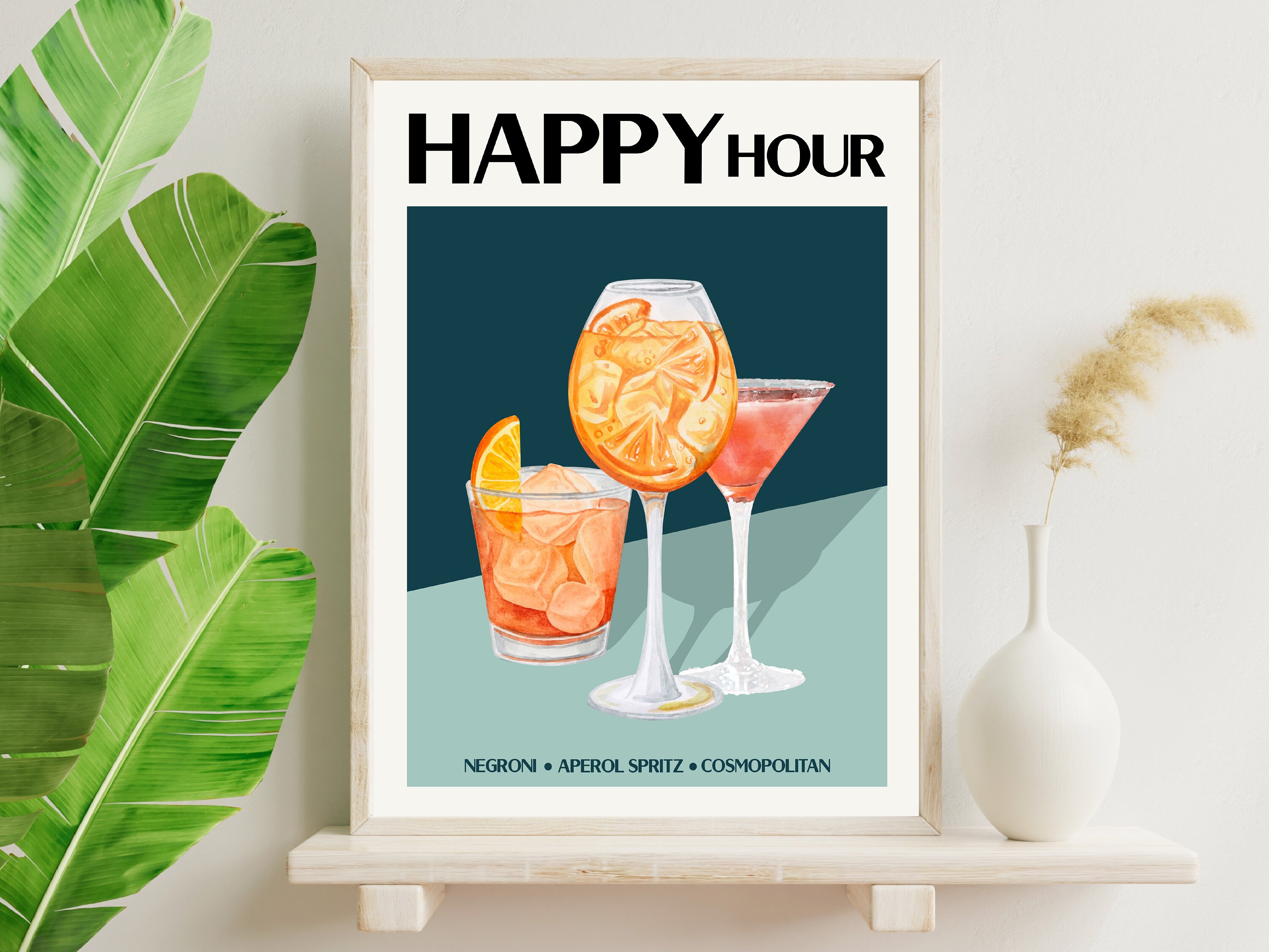 Happy Hour Cocktail Druck, Happy Hour Rezept Poster, Cocktail Drucke ...