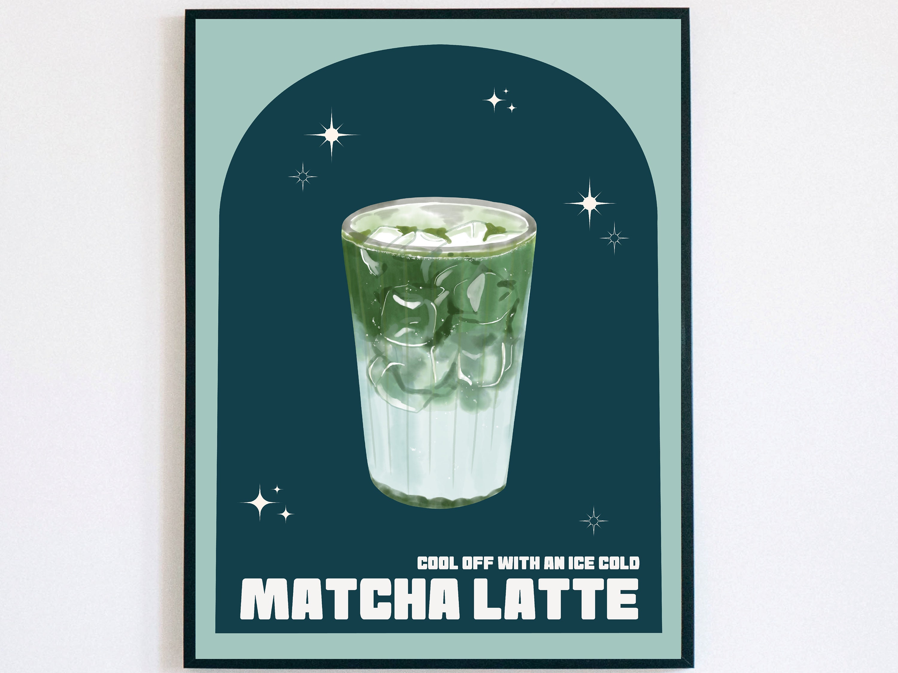 Matcha Latte Wall Art, Cold Matcha Latte Poster, Green Tea Print, Food ...