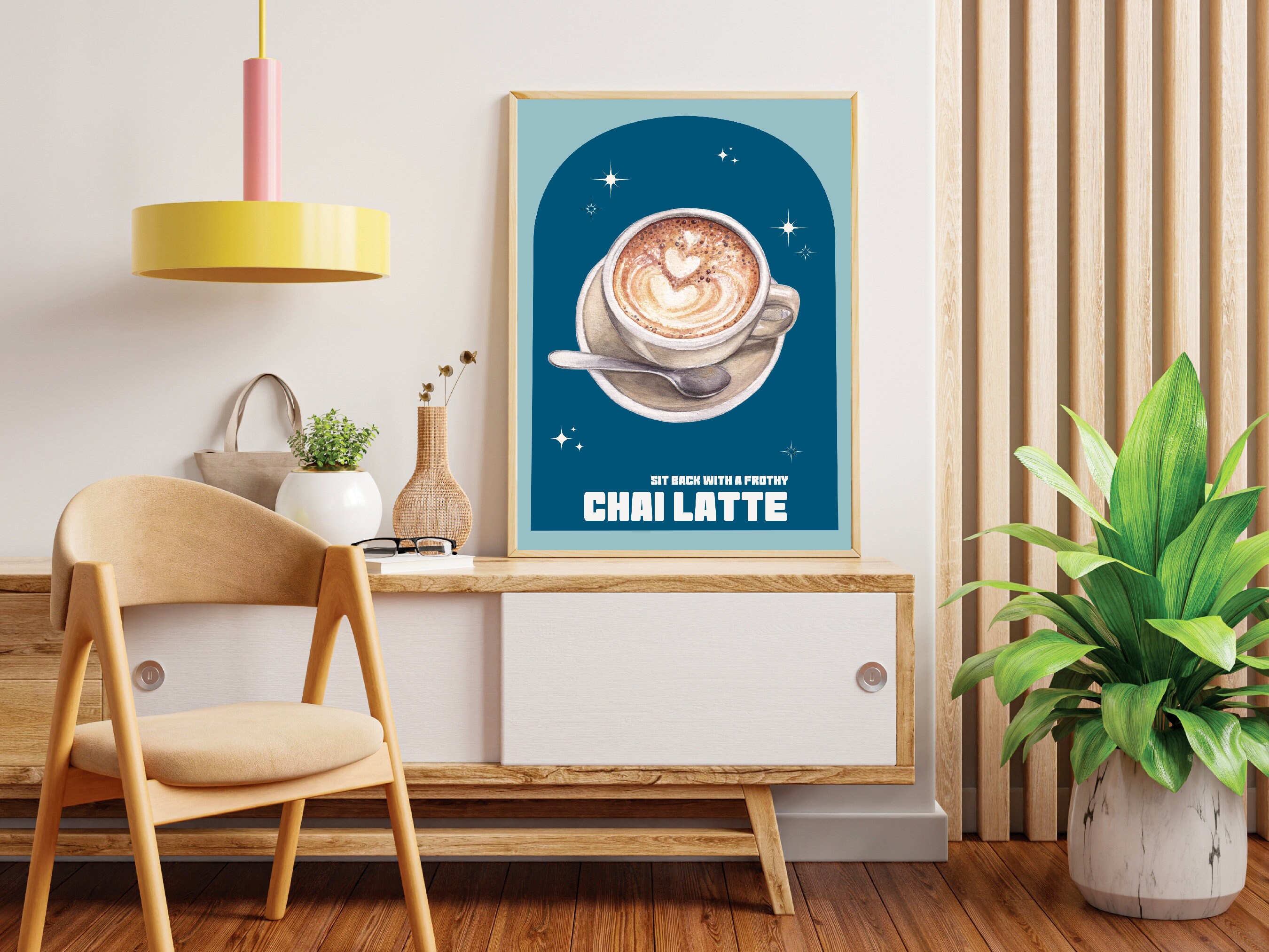 Chai Latte Wall Art, Hot Chai Latte Poster, Chai Print, Tea Wall Decor ...