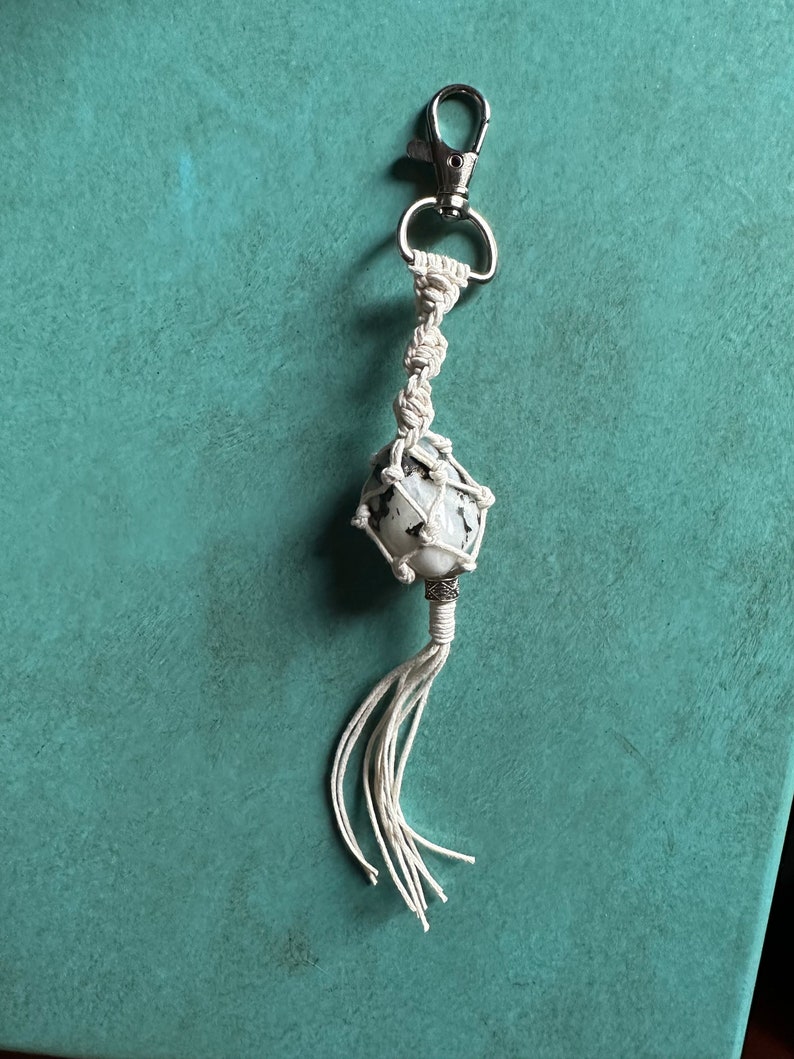 Moonstone Macrame Keychain - Etsy