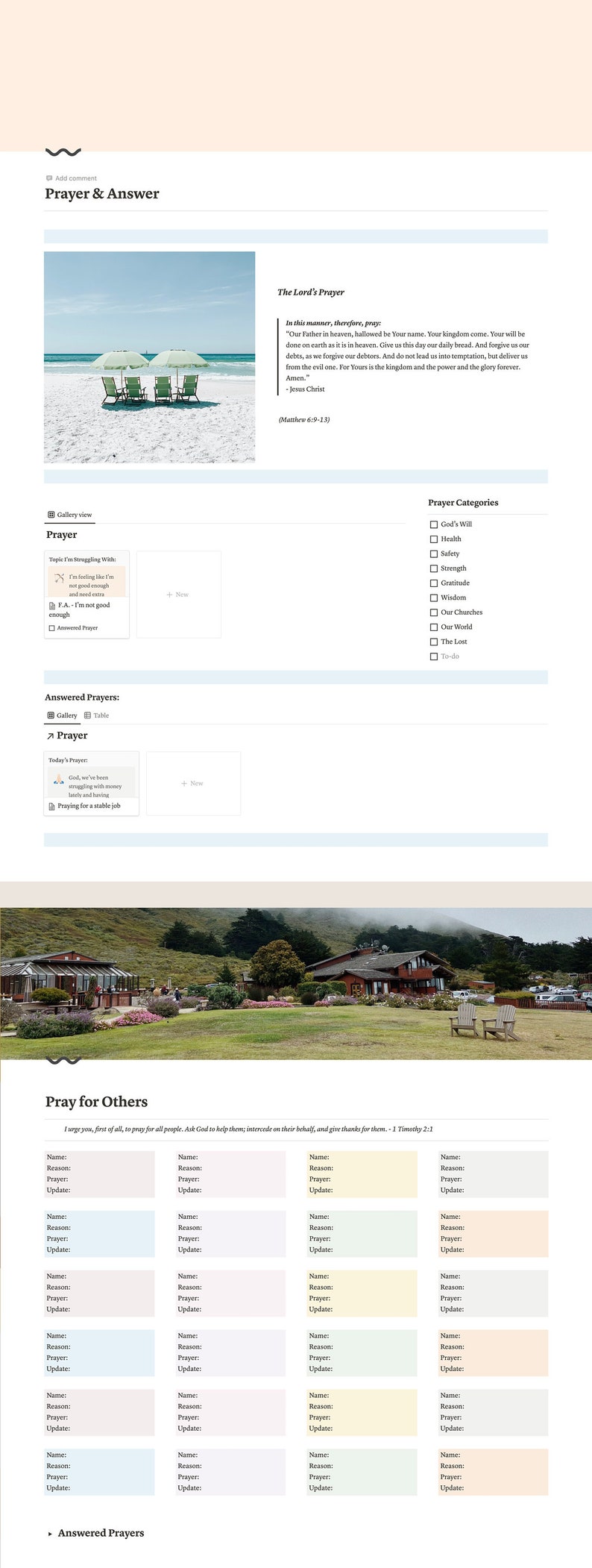 Prayer Life - Notion Template - Etsy