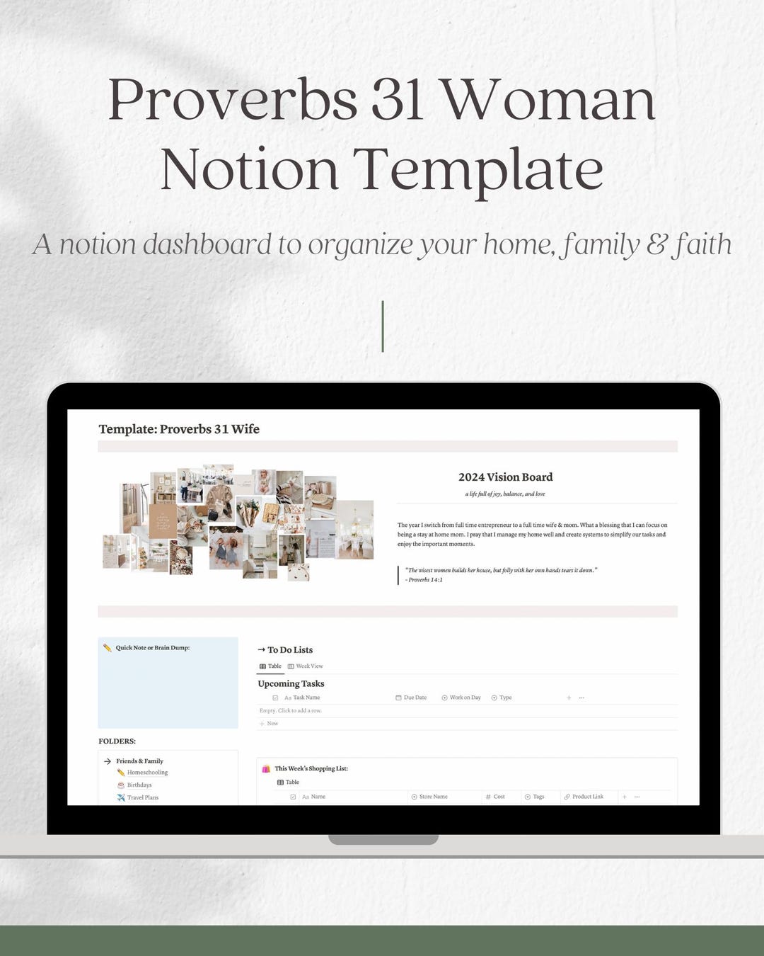 Home & Faith Management Notion Template for the Modern Proverbs 31 ...