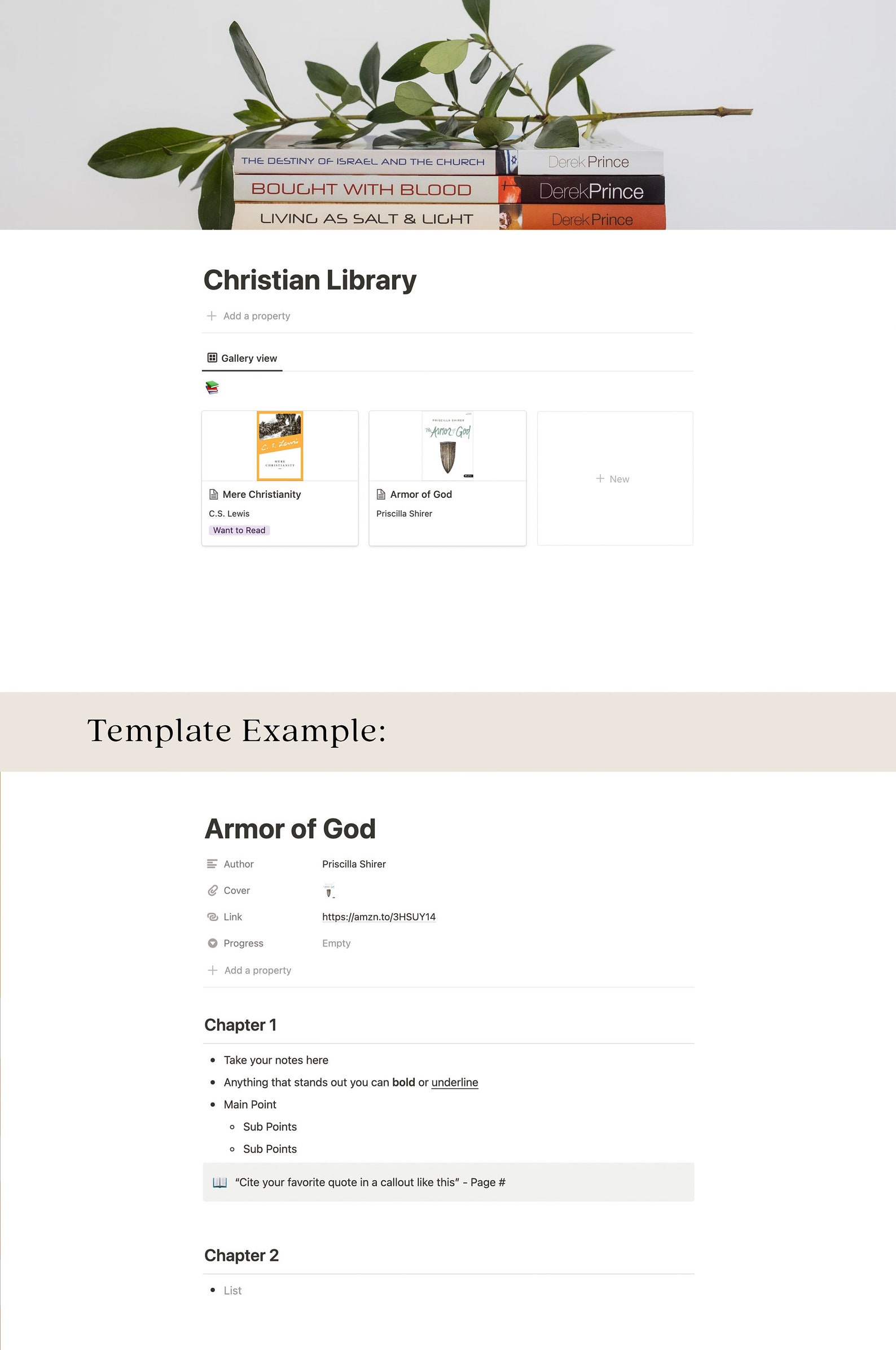 Christian Library Notion Template - Etsy