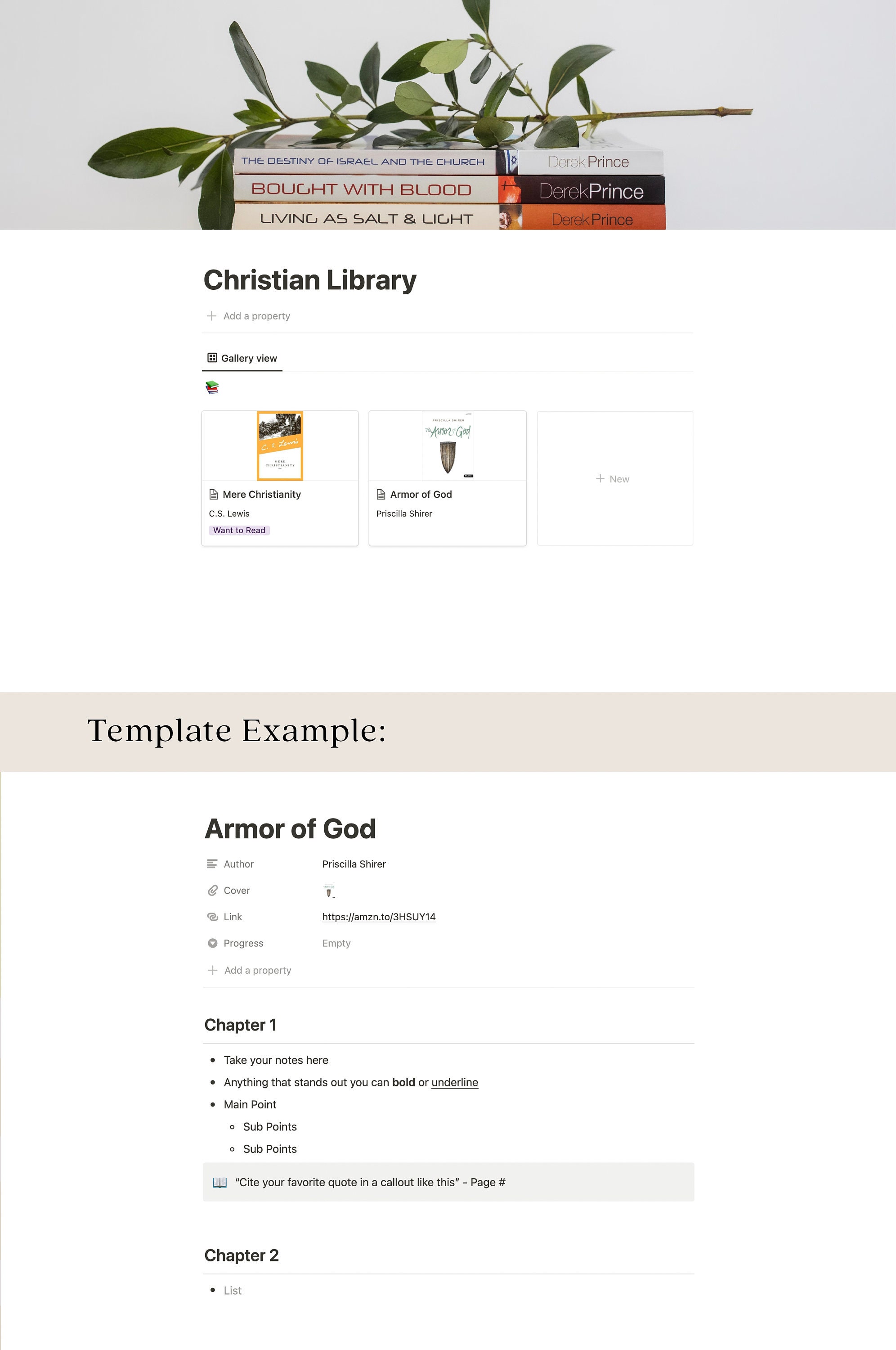 Christian Library Notion Template - Etsy