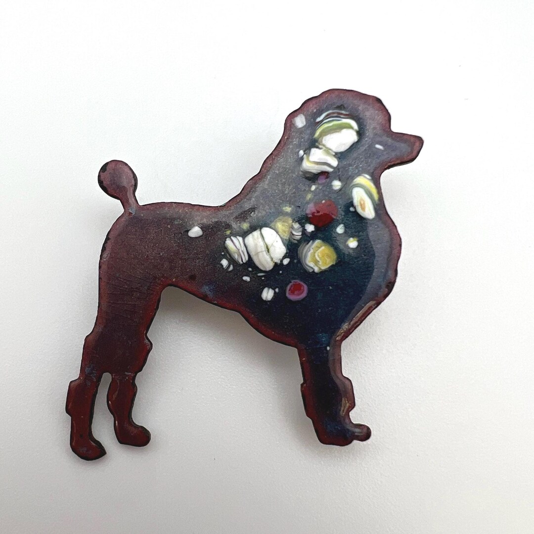 Vintage Copper Enamel Poodle Brooch, 1950s - Etsy