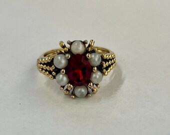 Faux Ruby Ring - Etsy