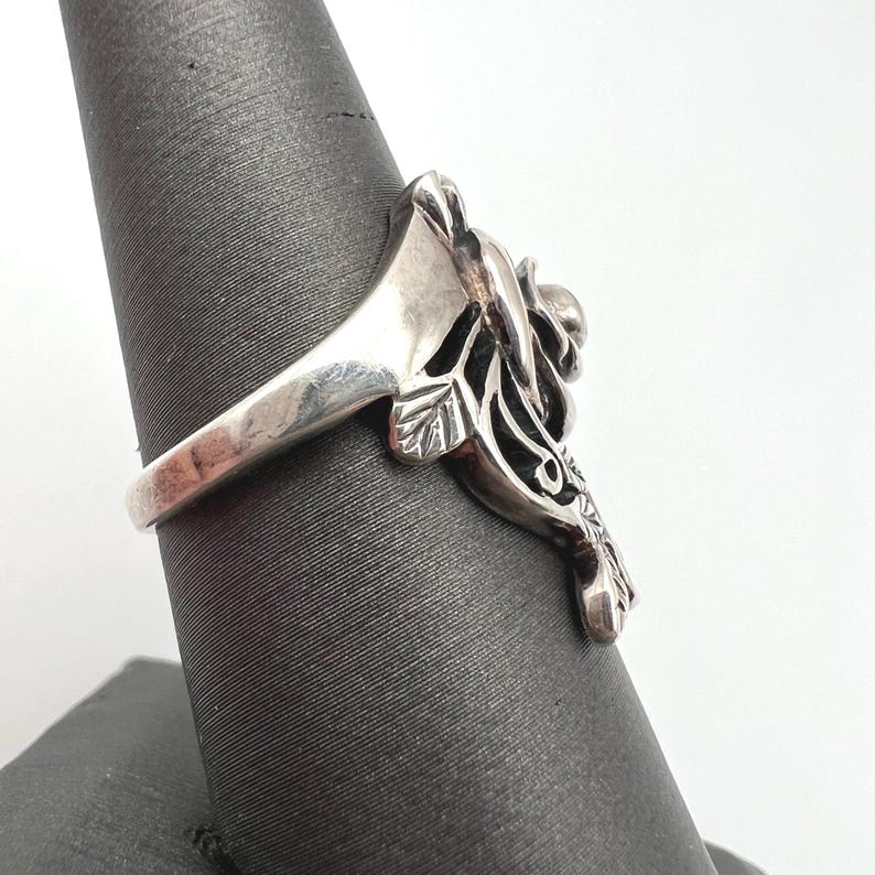 Vintage Sterling Silver Rose and Leaf Vine Ring Signed Avon, Size 8 - Etsy