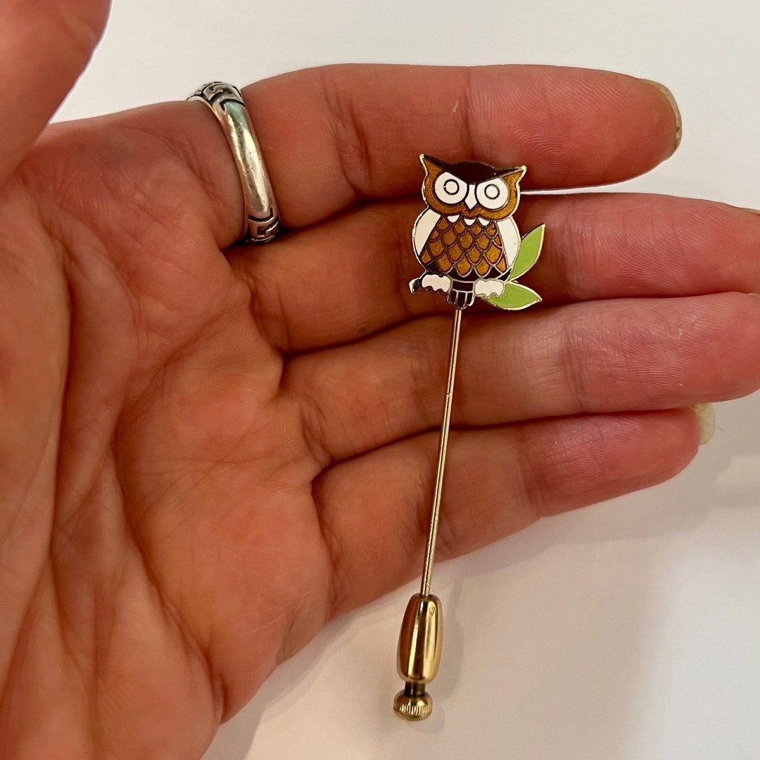 Vintage Enamel Owl Stick Pin Signed Cloisart, 1980s - Etsy