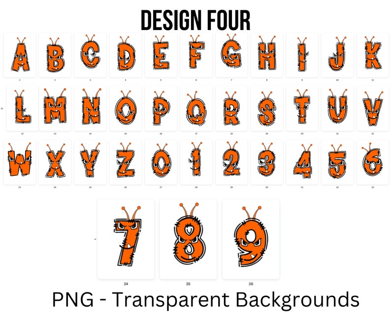 Digital Cute Monsters Alpha Doodle Alphabet Monster Clipart - Etsy