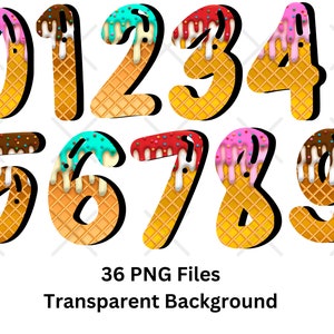 Digital Ice Cream Doodle Alphabet Letters and Numbers PNG Clipart ...