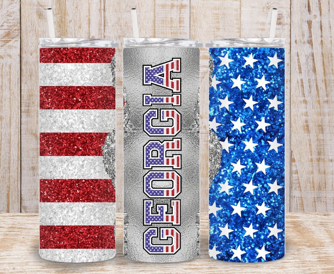 Digital Luxury Glitter USA 4th July Flag Georgia 20oz Tumbler Wrap ...
